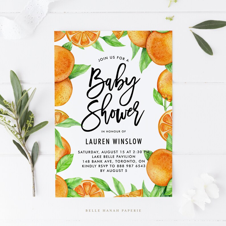 Printable Orange Baby Shower Invitation Template DIY - Etsy
