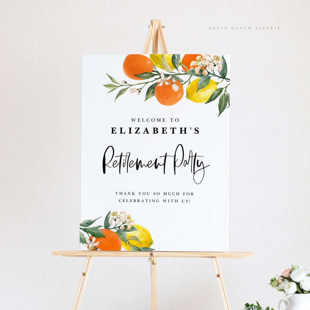 Printable Botanical Retirement Party Welcome Sign Template - 18x24 ...