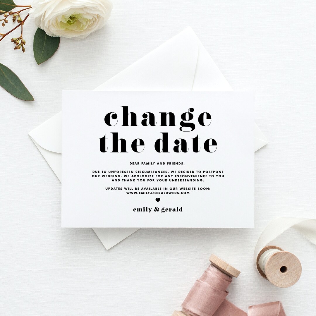 Change the Date Announcement Template - Printable Retro Bold Typography ...