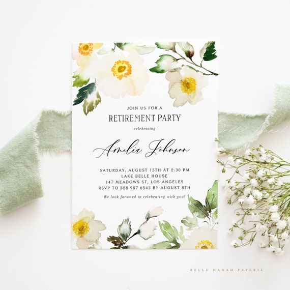 Floral Retirement Party Invitation Retirement Party Invitation, Style