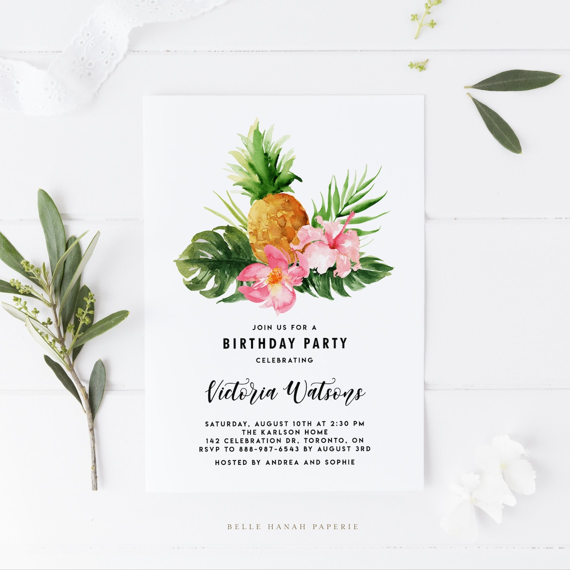 Printable Summer Birthday Party Invitation Template Tropical | Etsy