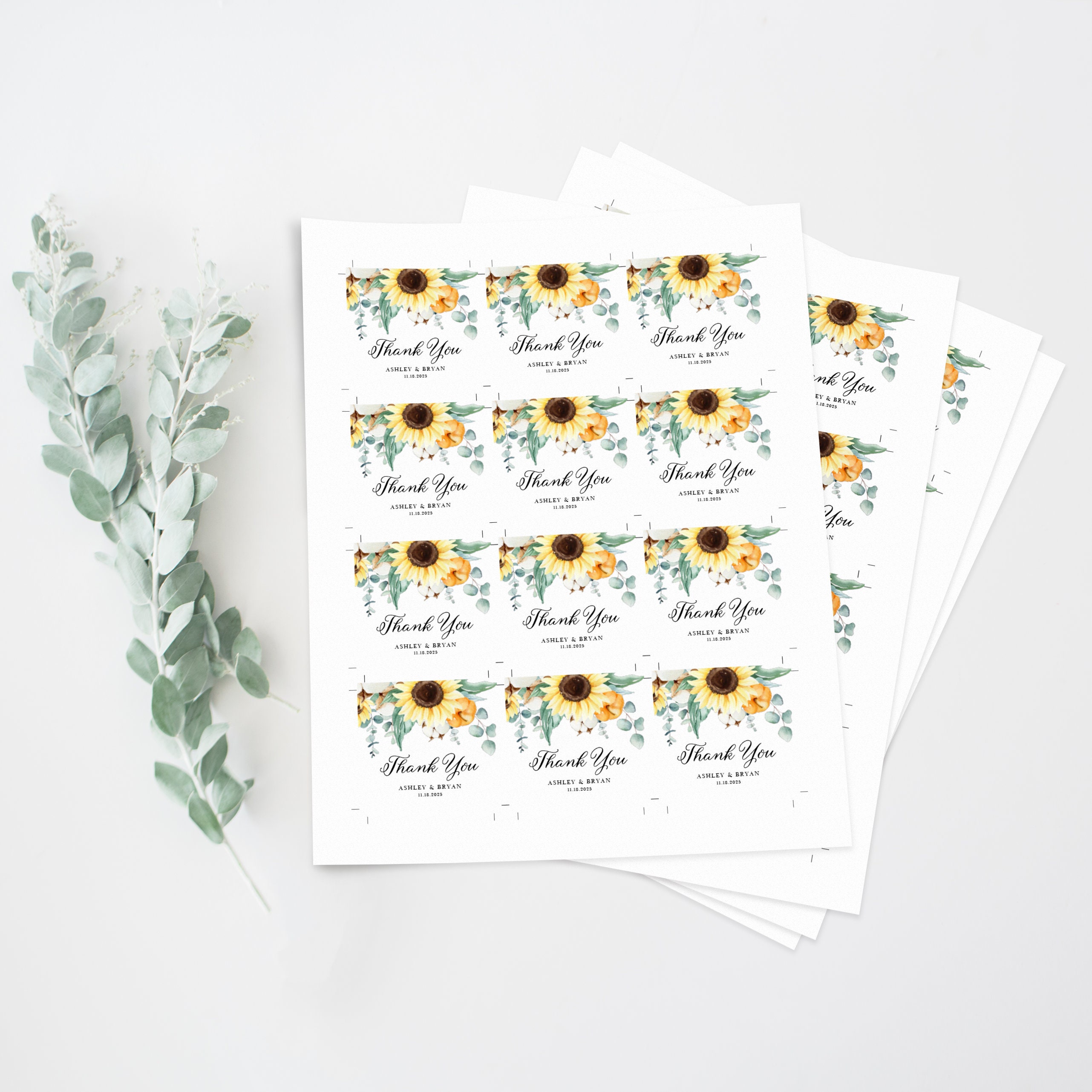 Autumn Thank You Gift Tag & Sticker Template Printable | Etsy