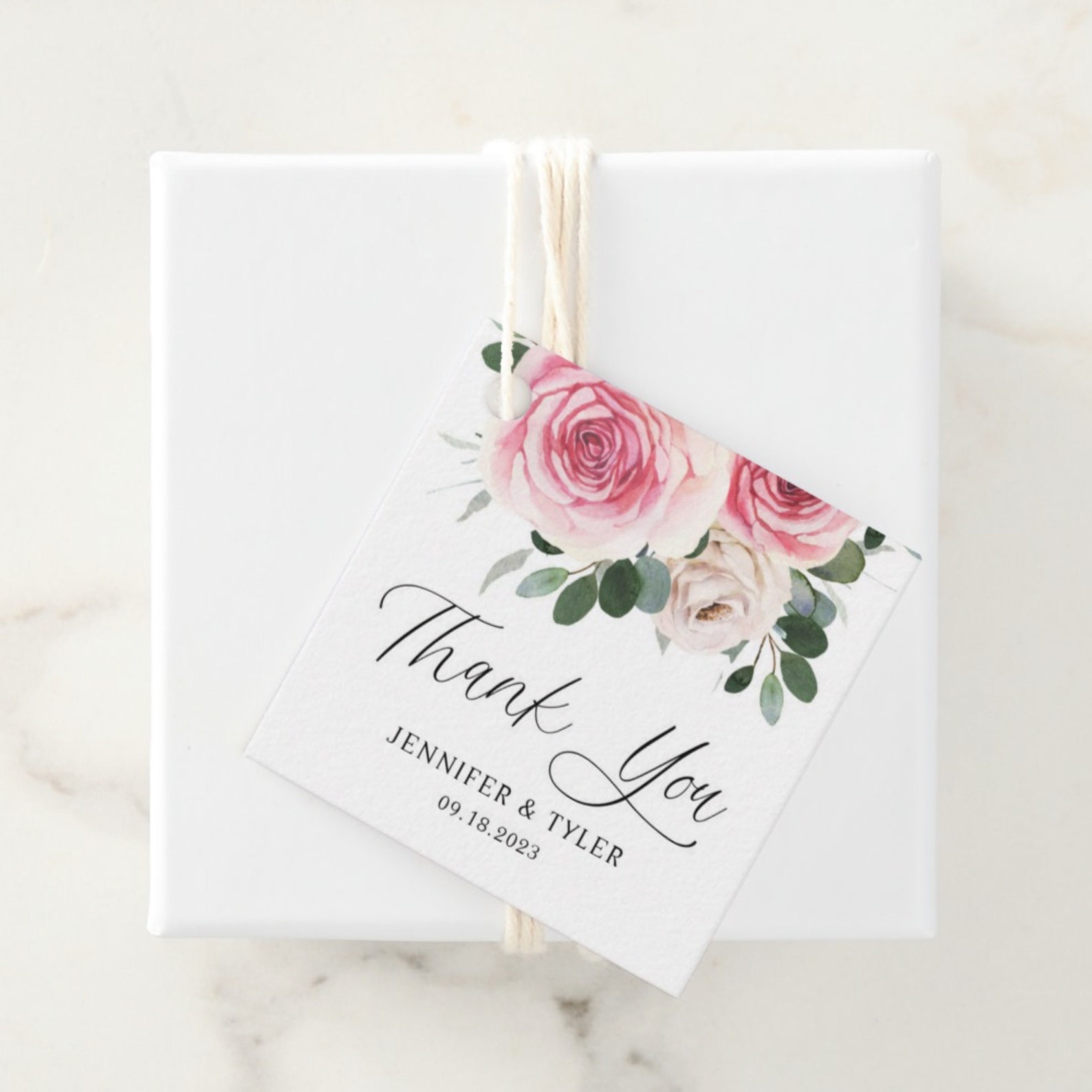 Floral Printable Wedding Thank You Circle Tag or Sticker Template - DIY ...