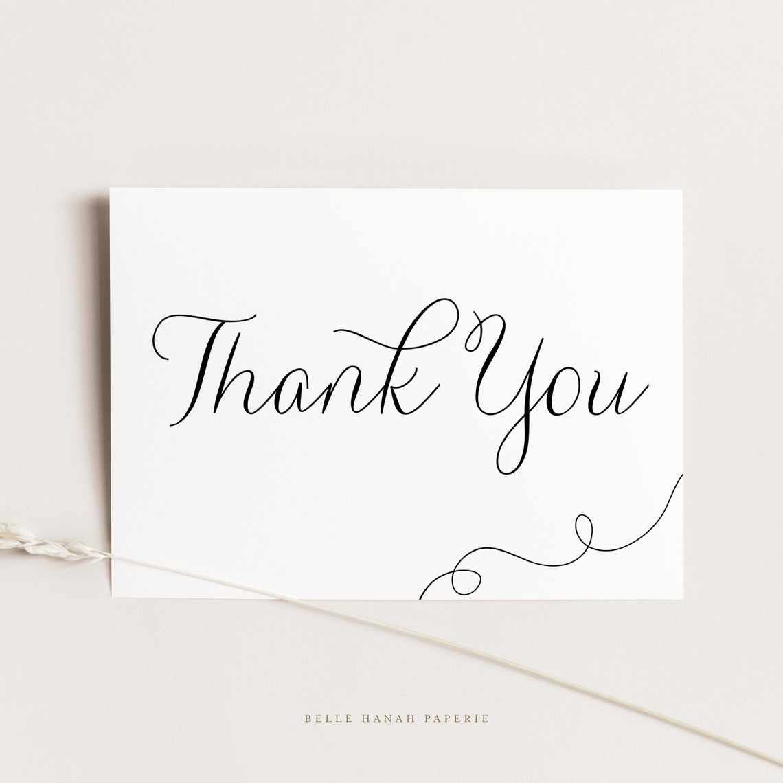 Printable Script Thank You Card 5x7 Modern Calligraphy Flat | Etsy