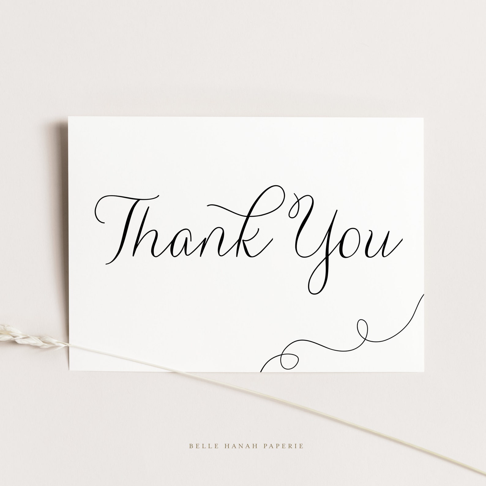 Printable Script Thank You Card 5x7 Modern Calligraphy Flat | Etsy