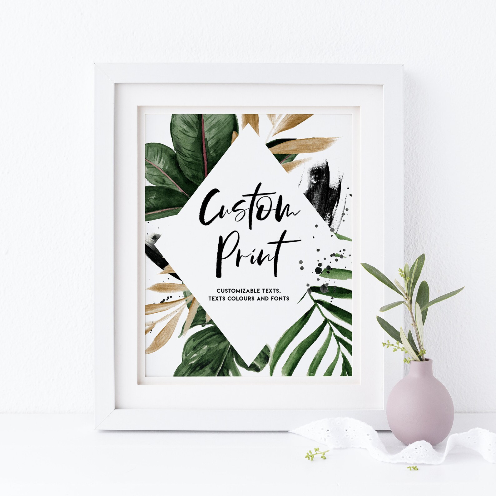 Printable Tropical Custom Quote Sign Template - 8x10 Watercolor ...