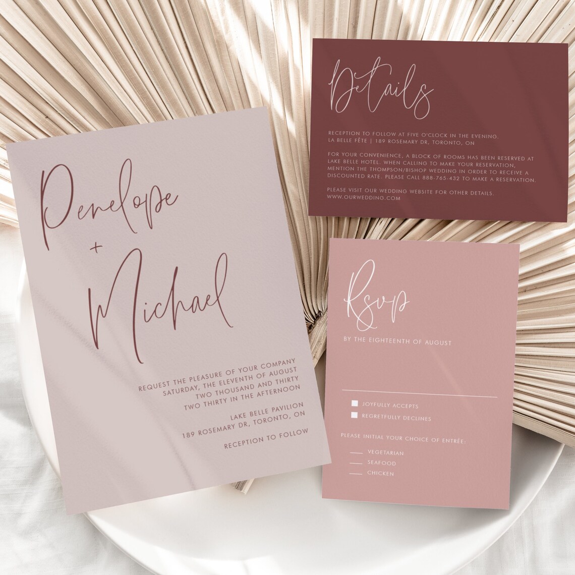Printable Minimalist Wedding Invitation Set Templates DIY | Etsy