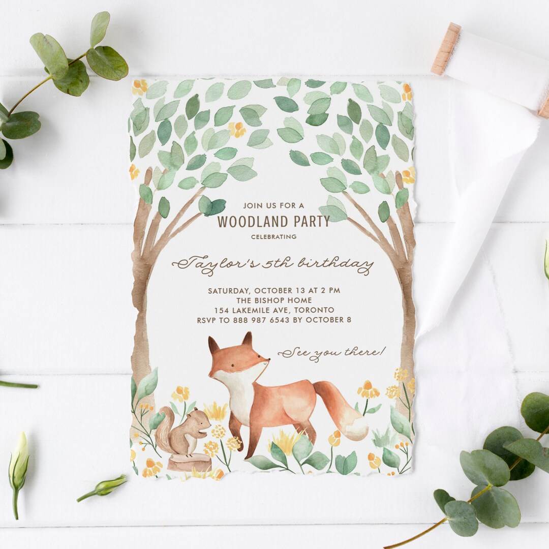 Printable Woodland Fox Baby Shower Invitation Template - Editable ...