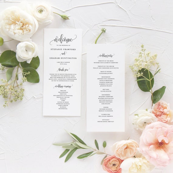 DIY Script Wedding Programs Template Printable Elegant | Etsy