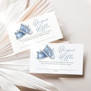 Printable It's a Boy Baby Shower Diaper Raffle Game Card - Watercolor ...