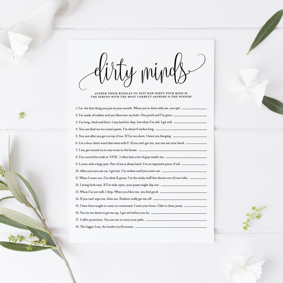Script Dirty Minds Game Card Dirty Riddles Bachelorette Party Game Script Dirty Minds Game Card Dirty Riddles Bachelorette Party Game