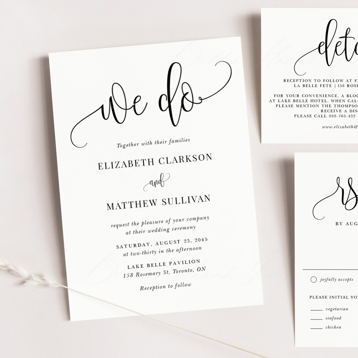 Printable We Do Wedding Invitation Set Template DIY Modern | Etsy