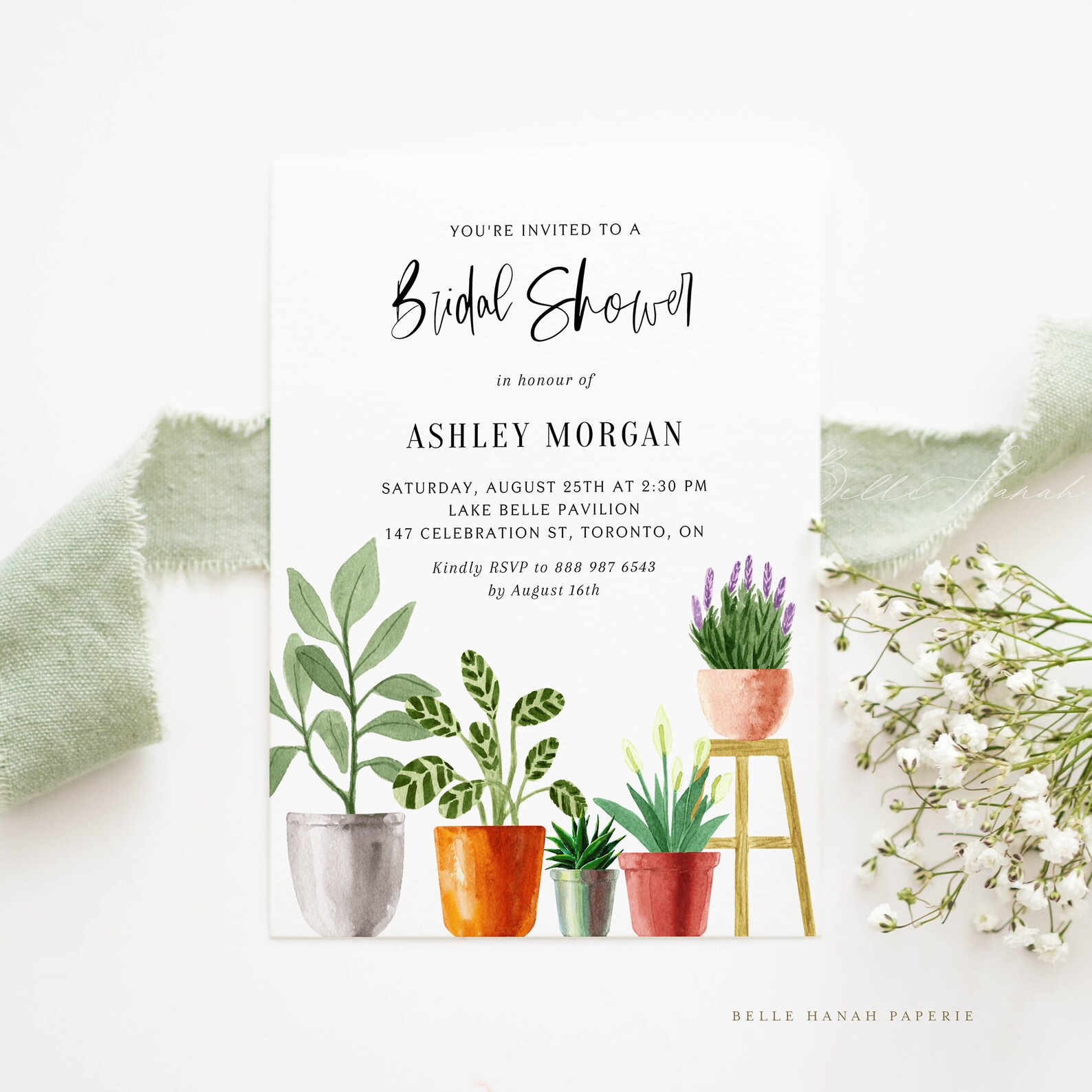 Printable Potted Plants Bridal Shower Invitation Template - DIY ...