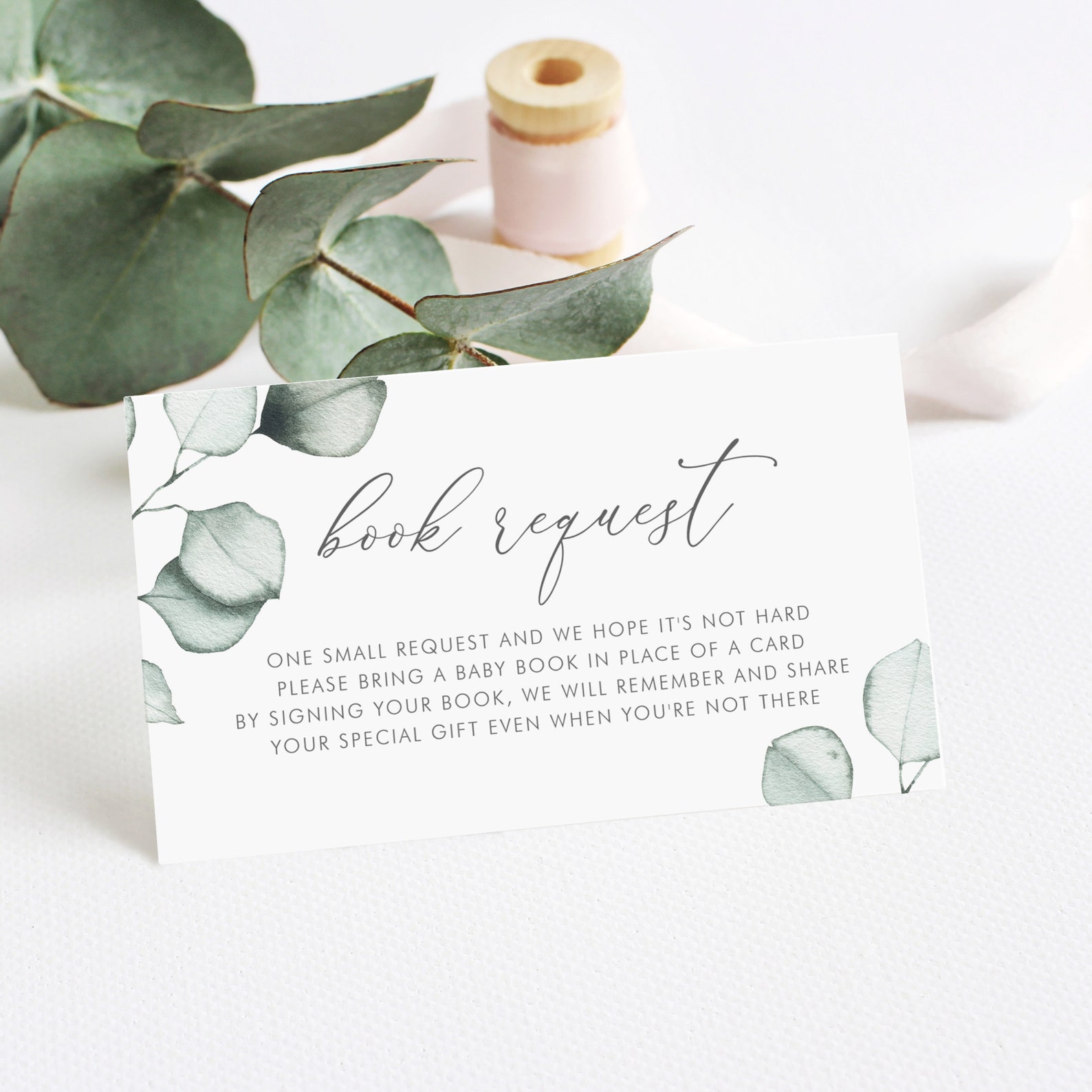 Minimalist Eucalyptus Book Request Card Printable Bring a - Etsy