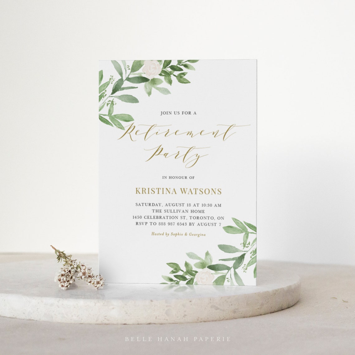 Printable Greenery Retirement Party Invitation Template | Etsy