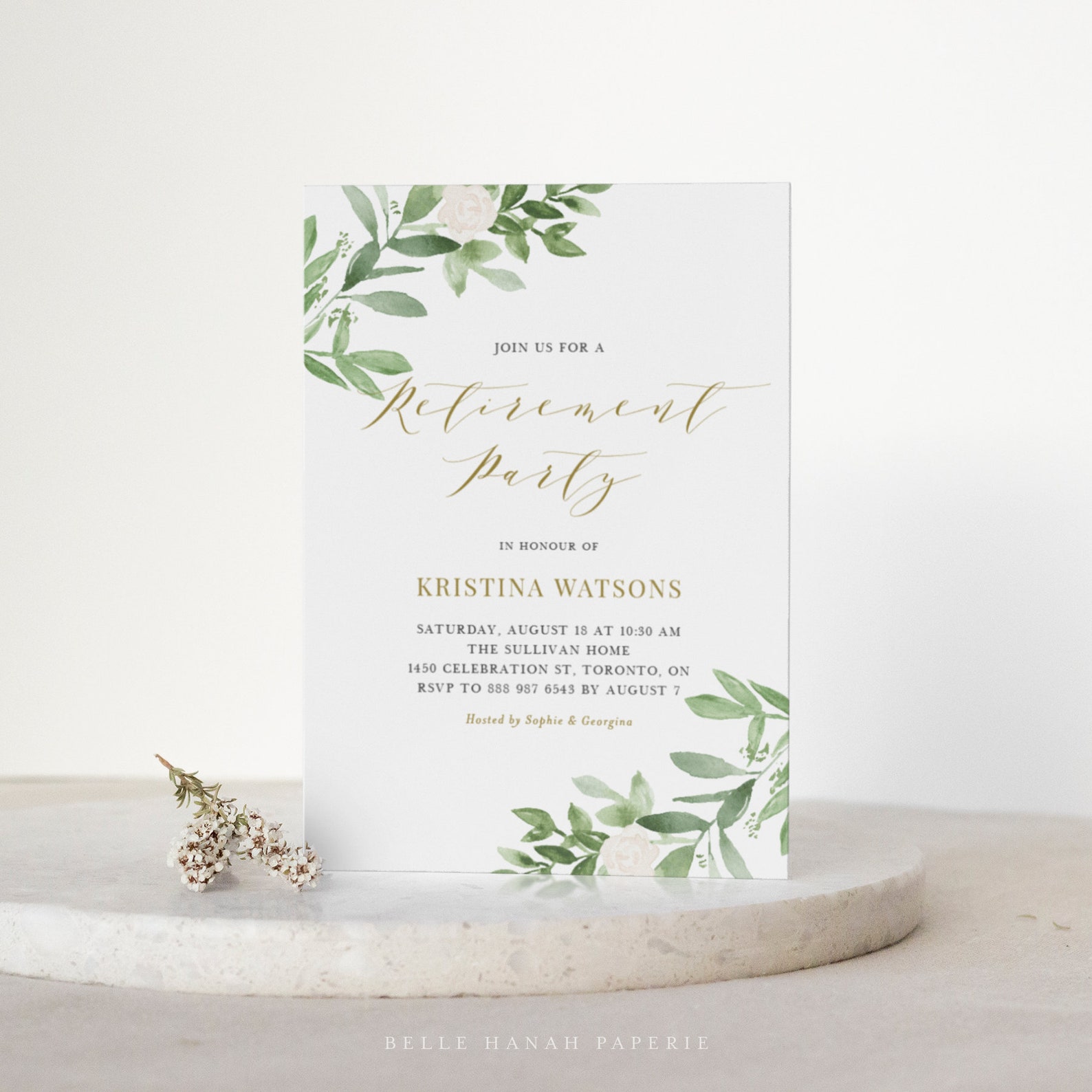 Printable Greenery Retirement Party Invitation Template - Etsy