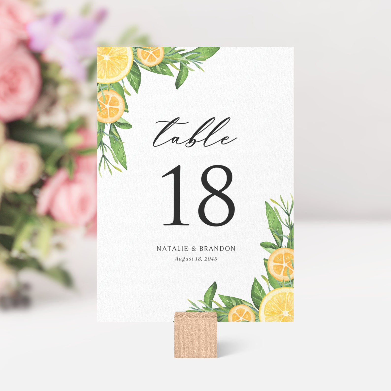 Printable Lemons and Oranges Wedding Tables Numbers Template - DIY 4x6 ...