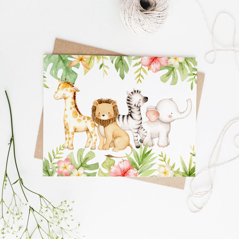 Printable Safari Friends Poster - 8x10 Cute Watercolor Safari Animals ...
