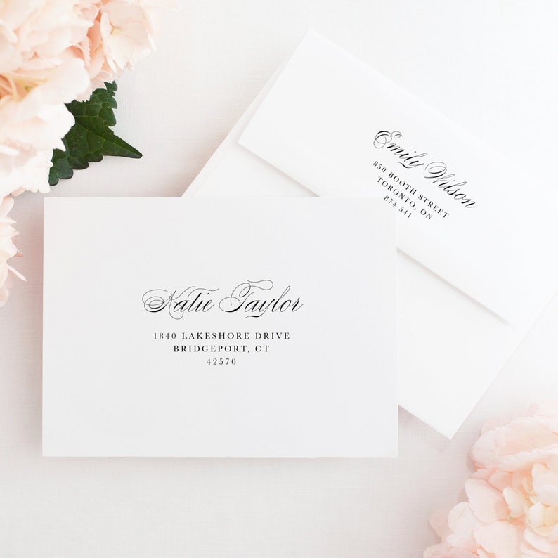 Elegant Script Wedding Envelope Template A7 Katie Script | Etsy