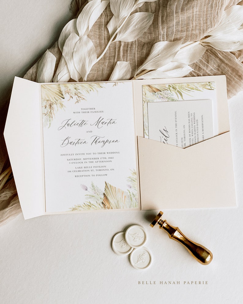 Printable Boho Wedding Invitation Set Template Watercolor | Etsy