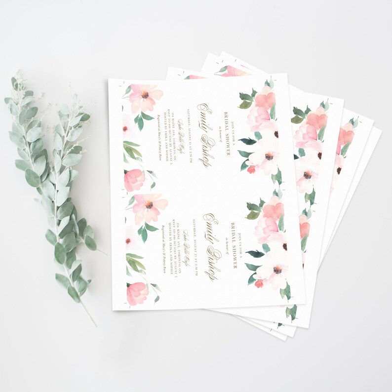 Printable Pink Floral Birthday Party Invitation Template - DIY Light ...