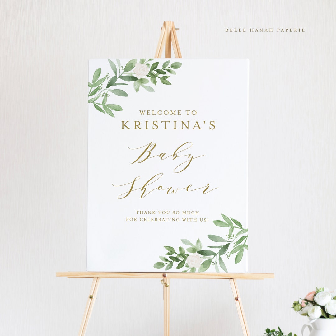 Printable Greenery Baby Shower Welcome Sign Template - DIY Greenery and ...