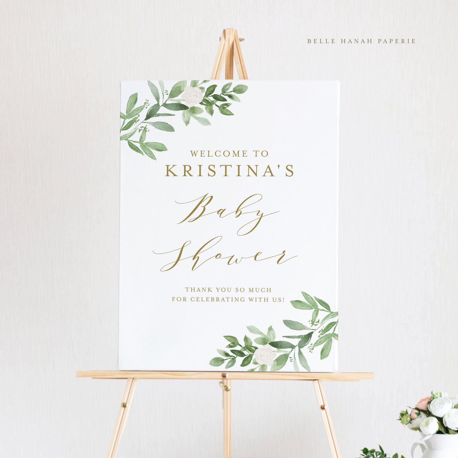 Printable Greenery Baby Shower Welcome Sign Template - DIY Greenery and ...