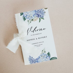 Printable Hydrangea Wedding Program Booklet Template - Blue Hydrangeas ...