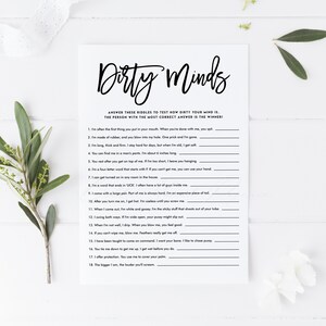 Printable Calligraphy Dirty Minds Game Card Amelia Script Dirty Riddles ...