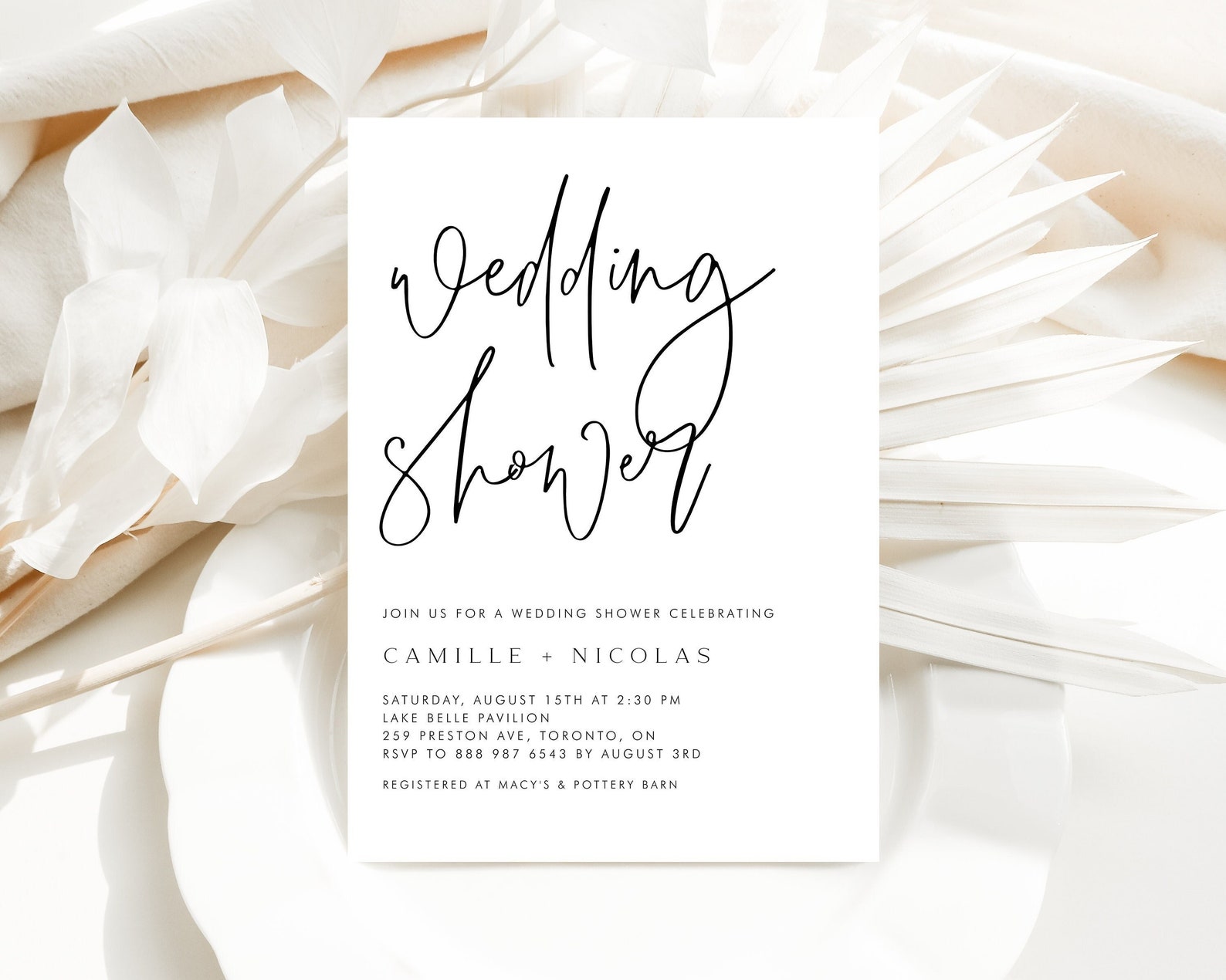 Printable Simple Minimalist Wedding Shower Invitation Template - 5x7 ...