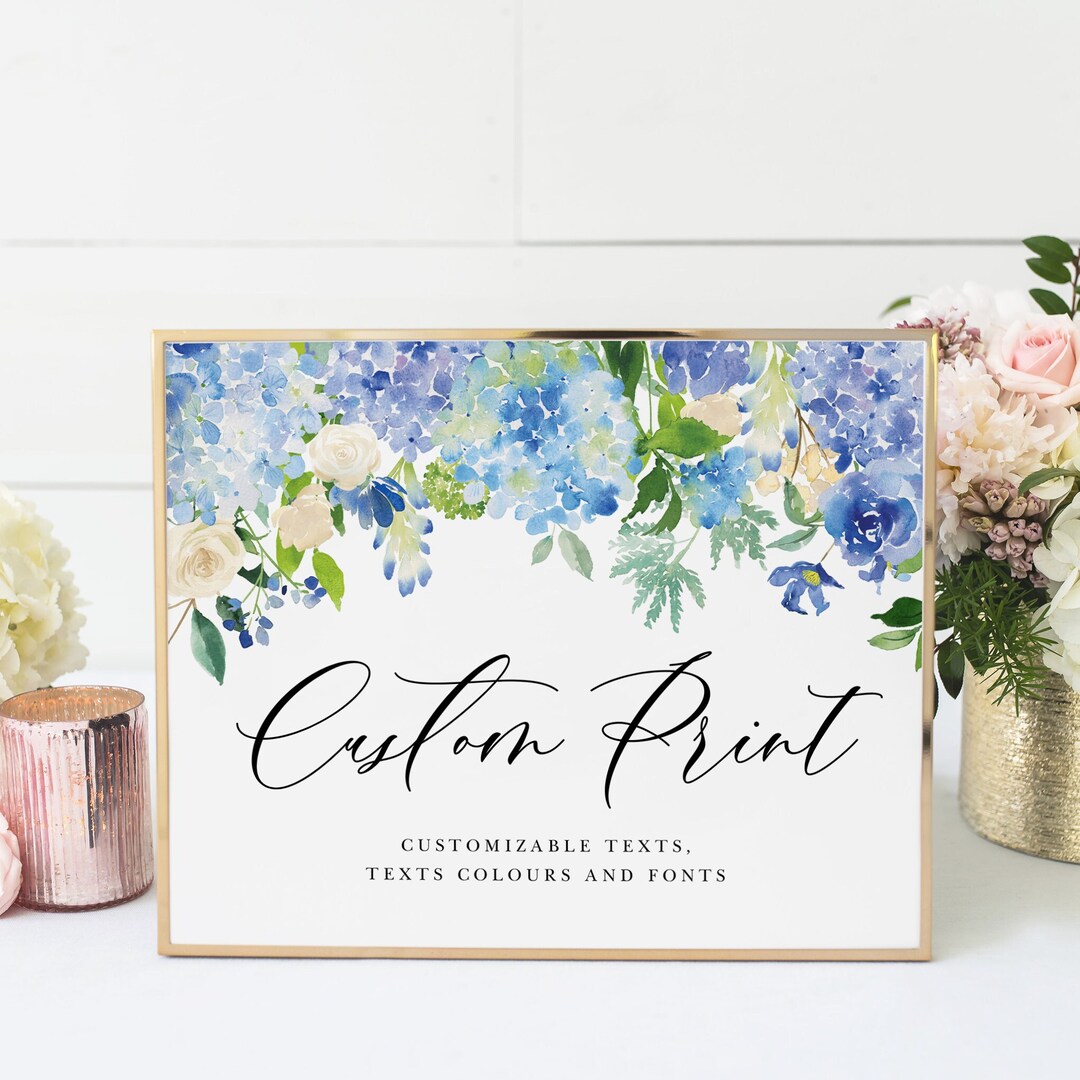Printable Hydrangea Custom Quote Print Sign Template DIY Create Your ...