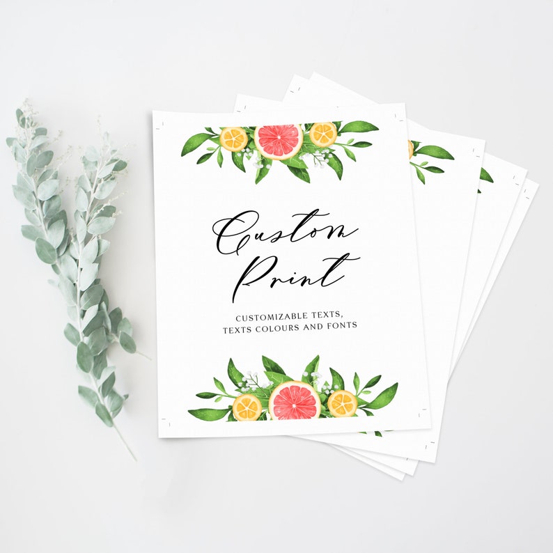 Citrus Custom Wedding Sign Template Printable Watercolor - Etsy