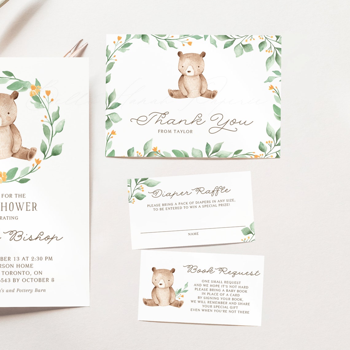 Printable Bear Baby Shower Bundle Templates Woodland Bear | Etsy