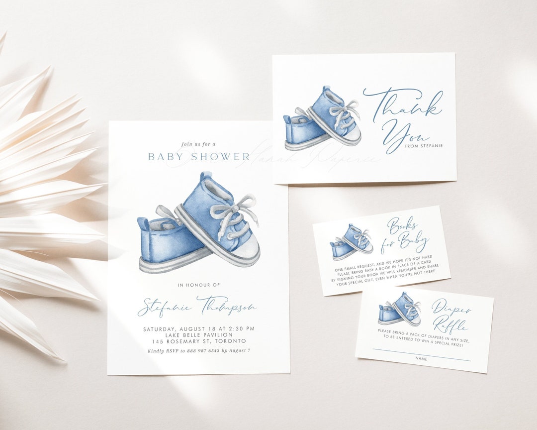 Printable Blue Booties Baby Shower Bundle Template - DIY It's a Boy ...