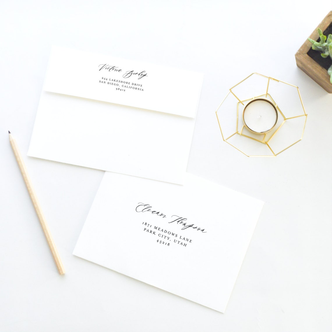 A7 Envelope Template - Eleanor Script Guest Address and Return Address ...
