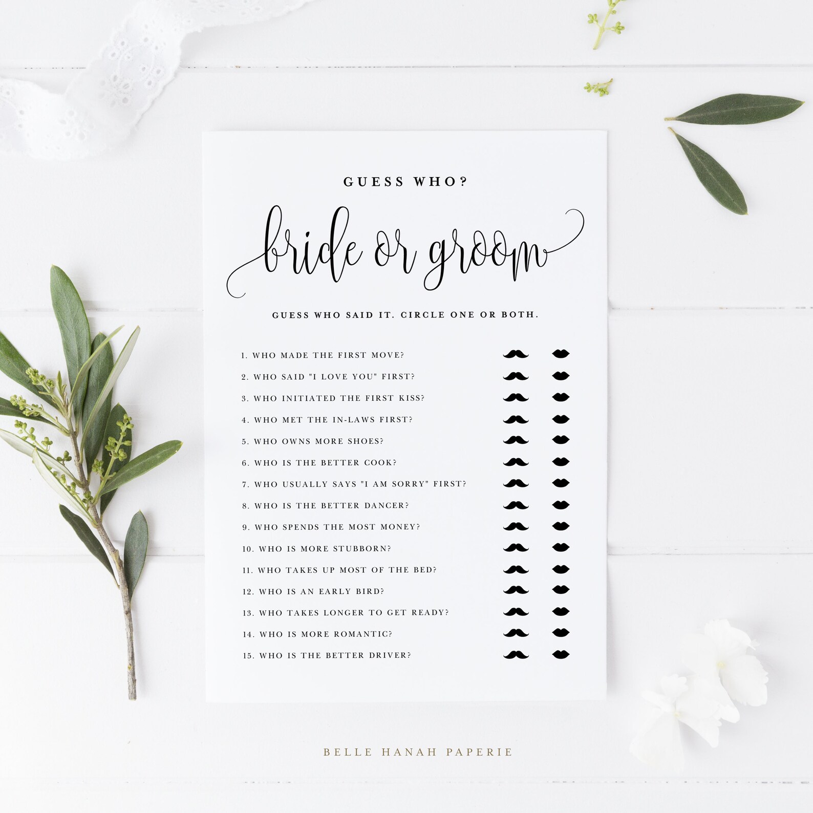 Printable He Said She Said Game Card Guess Who Said It Bride - Etsy