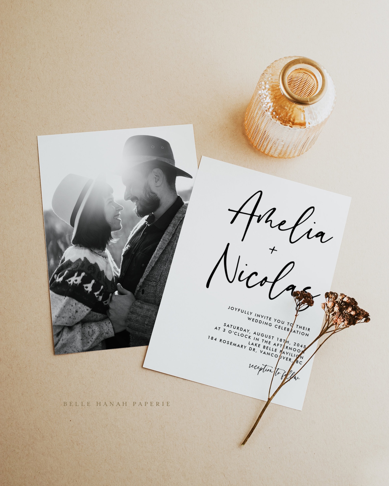 Printable Handwritten Wedding Invitation Set Templates DIY - Etsy