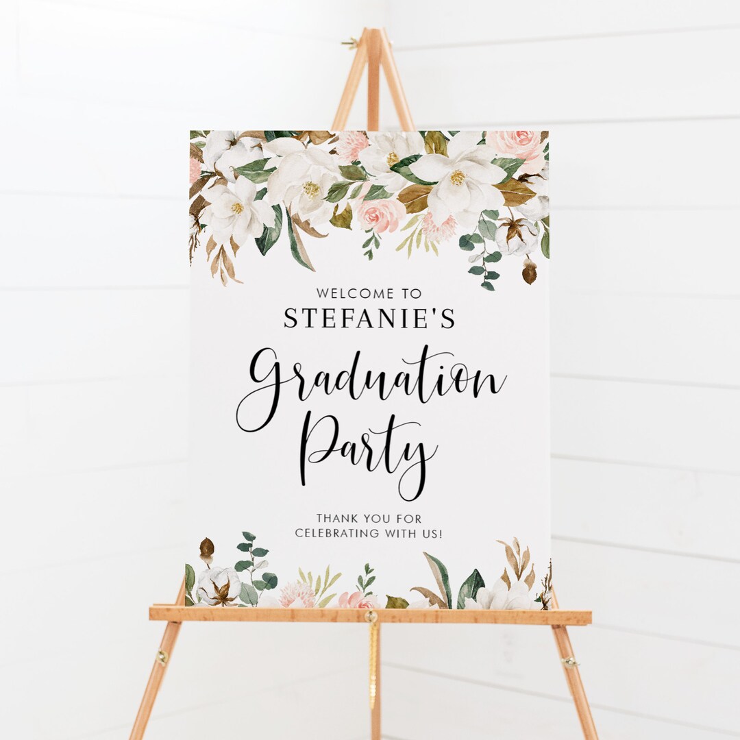 Editable Floral Graduation Party Welcome Sign Template - Etsy