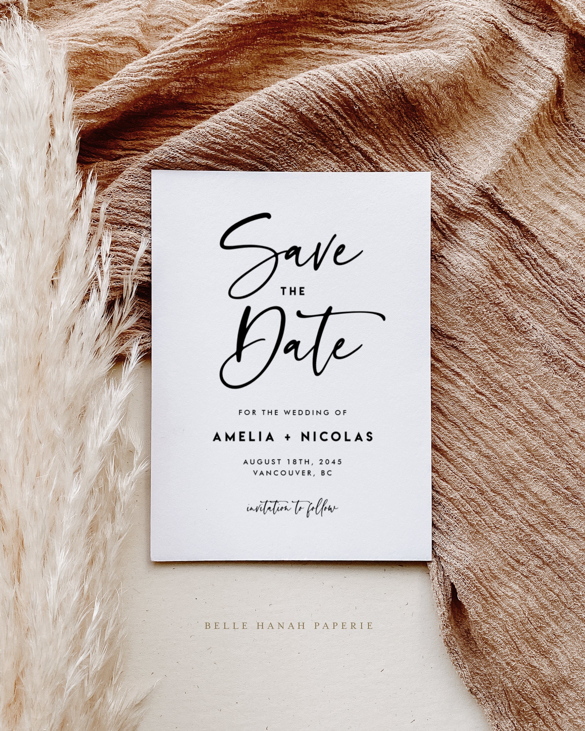 Printable Handwritten Save the Date Template DIY Cursive | Etsy