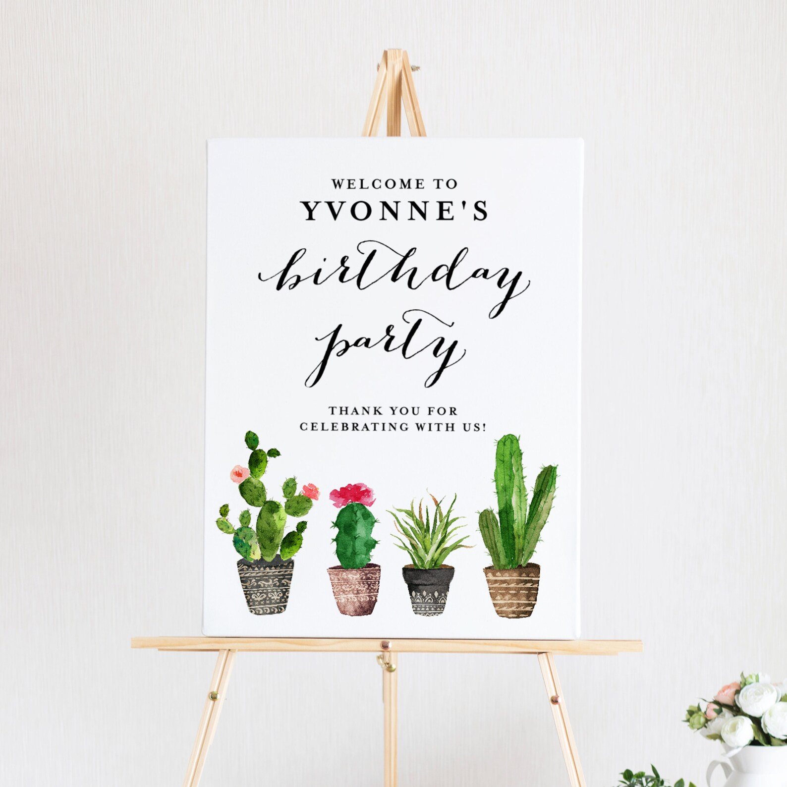 Editable Cactus Birthday Party Welcome Sign Template Boho - Etsy