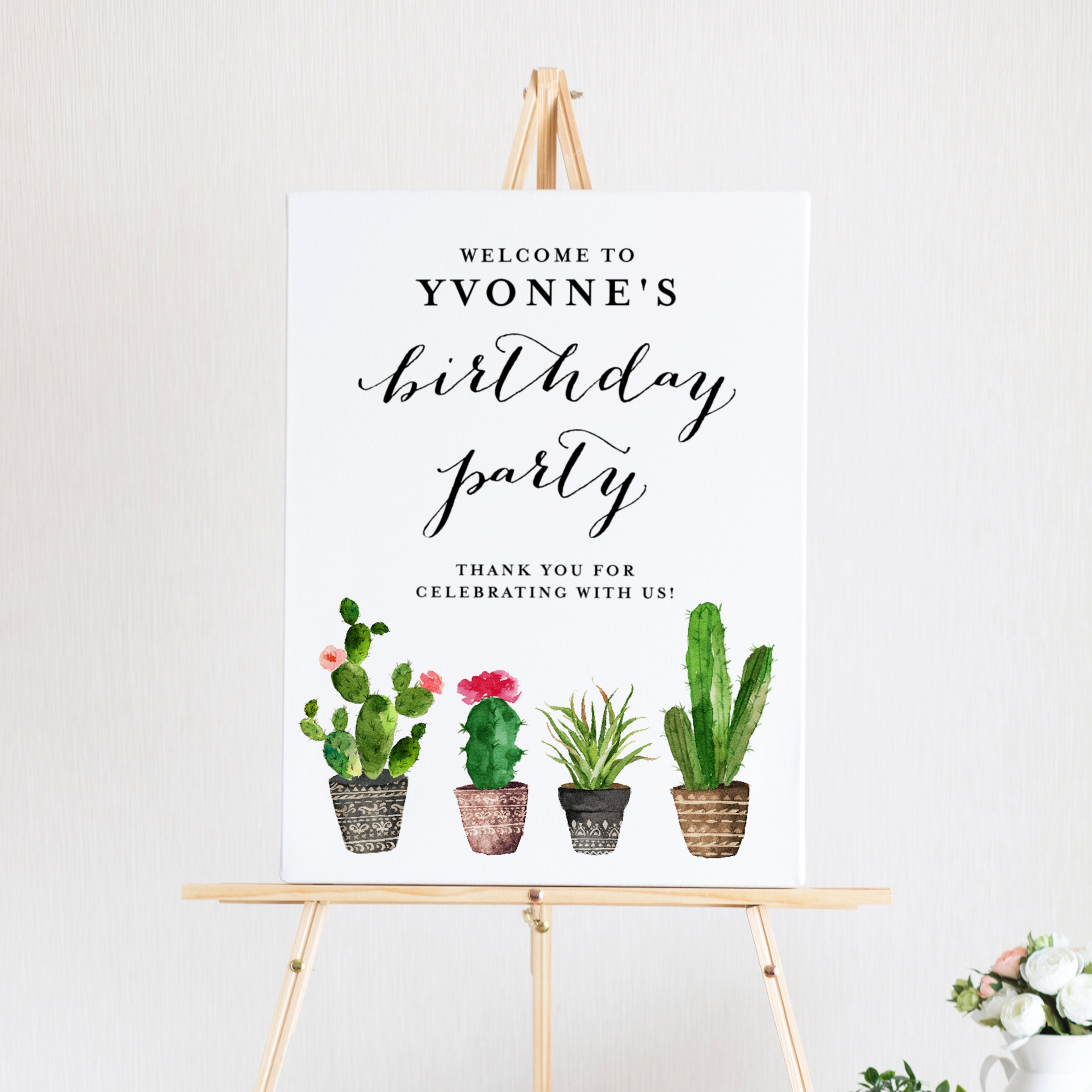 Editable Cactus Birthday Party Welcome Sign Template Boho - Etsy