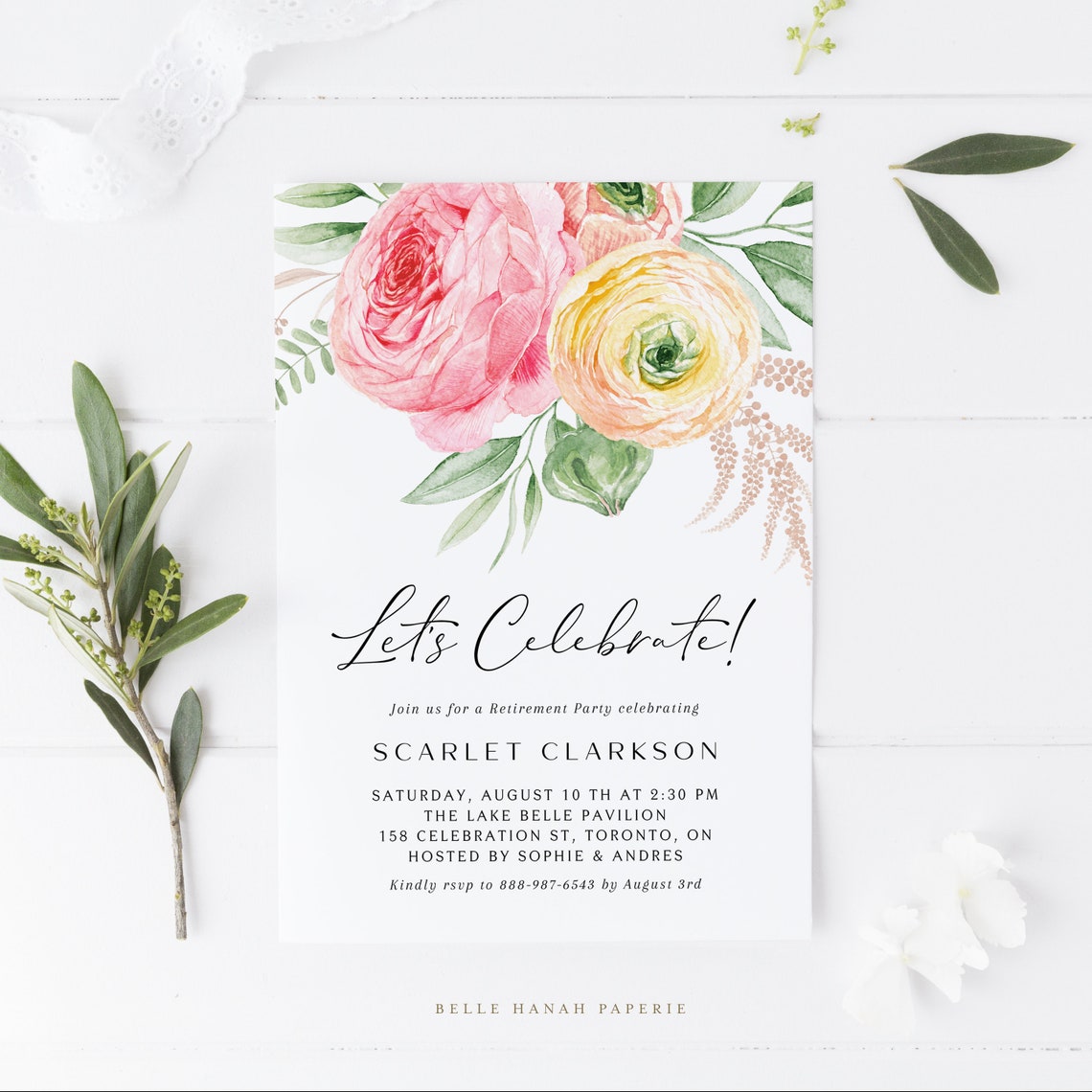 Printable Ranunculus Baby Shower Invitation Template - Etsy