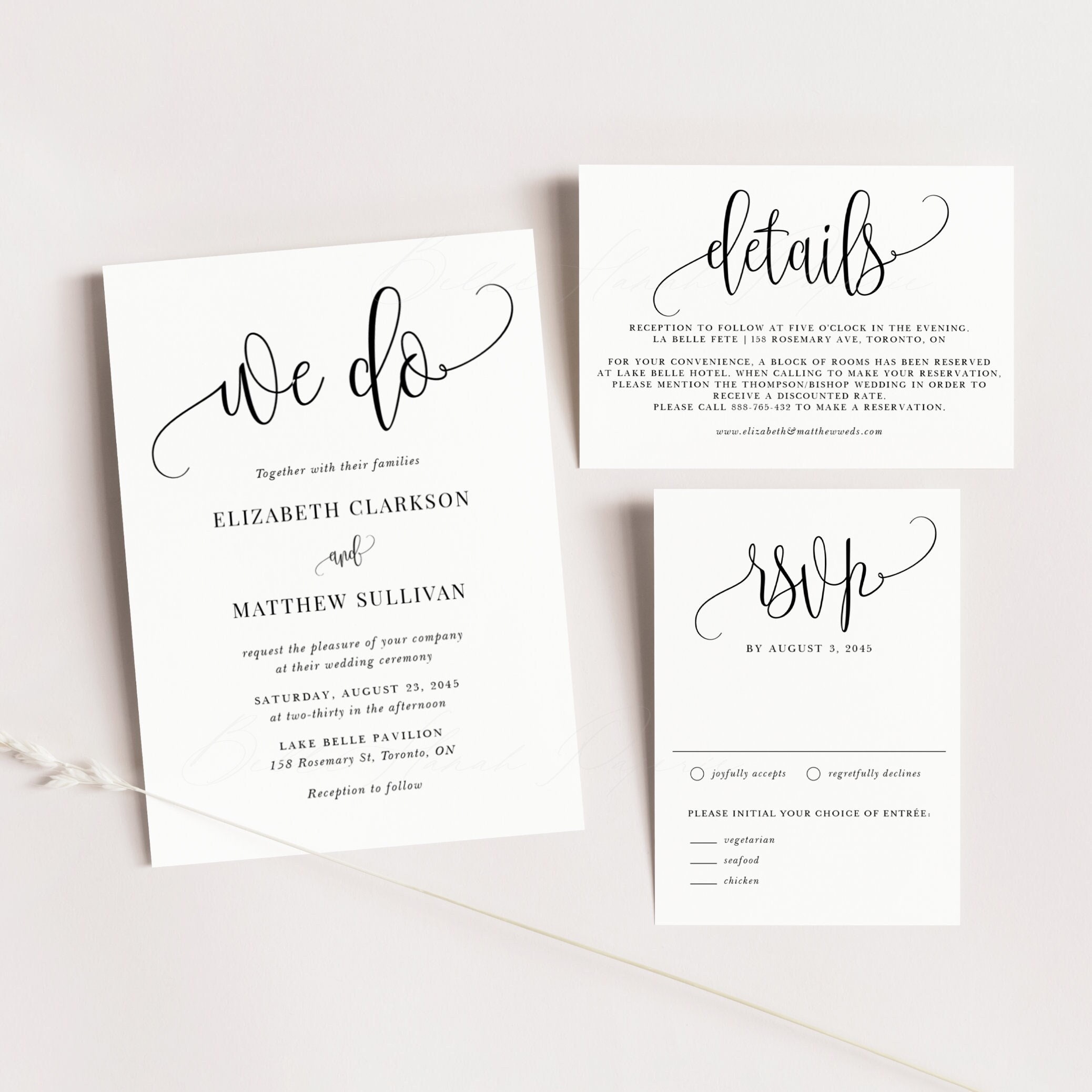 Printable We Do Wedding Invitation Set Template DIY Modern | Etsy