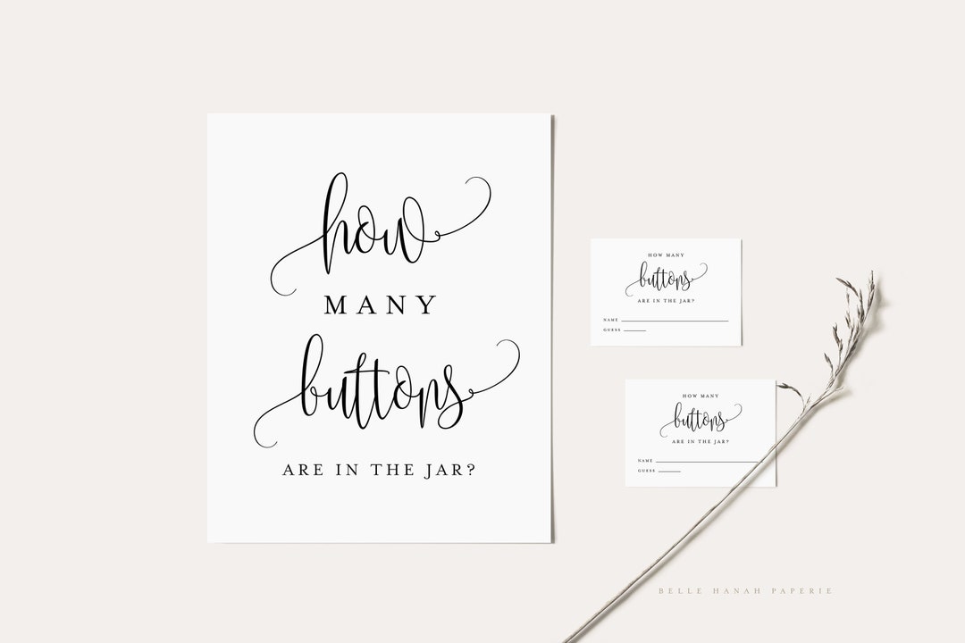Printable How Many Buttons Are in the Jar Card and Sign Bundle - Guess ...