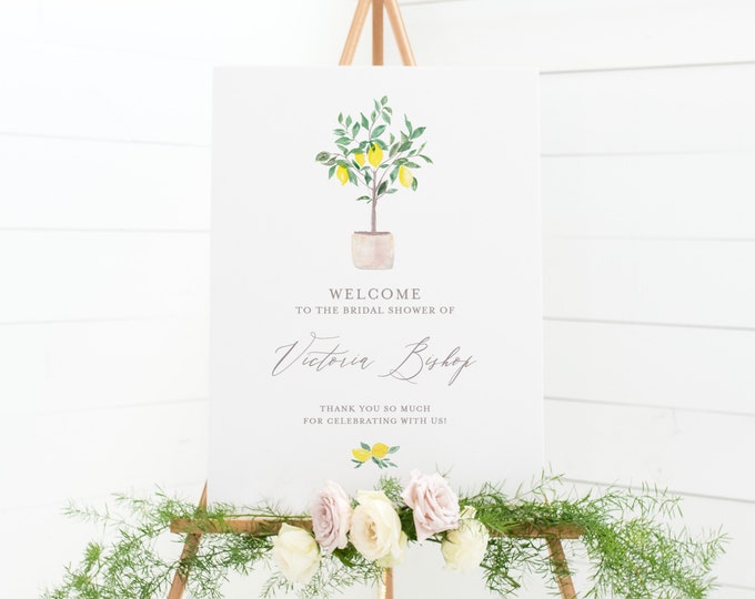 Editable Lemon Baby Shower Welcome Sign, Citrus Baby Shower Poster ...