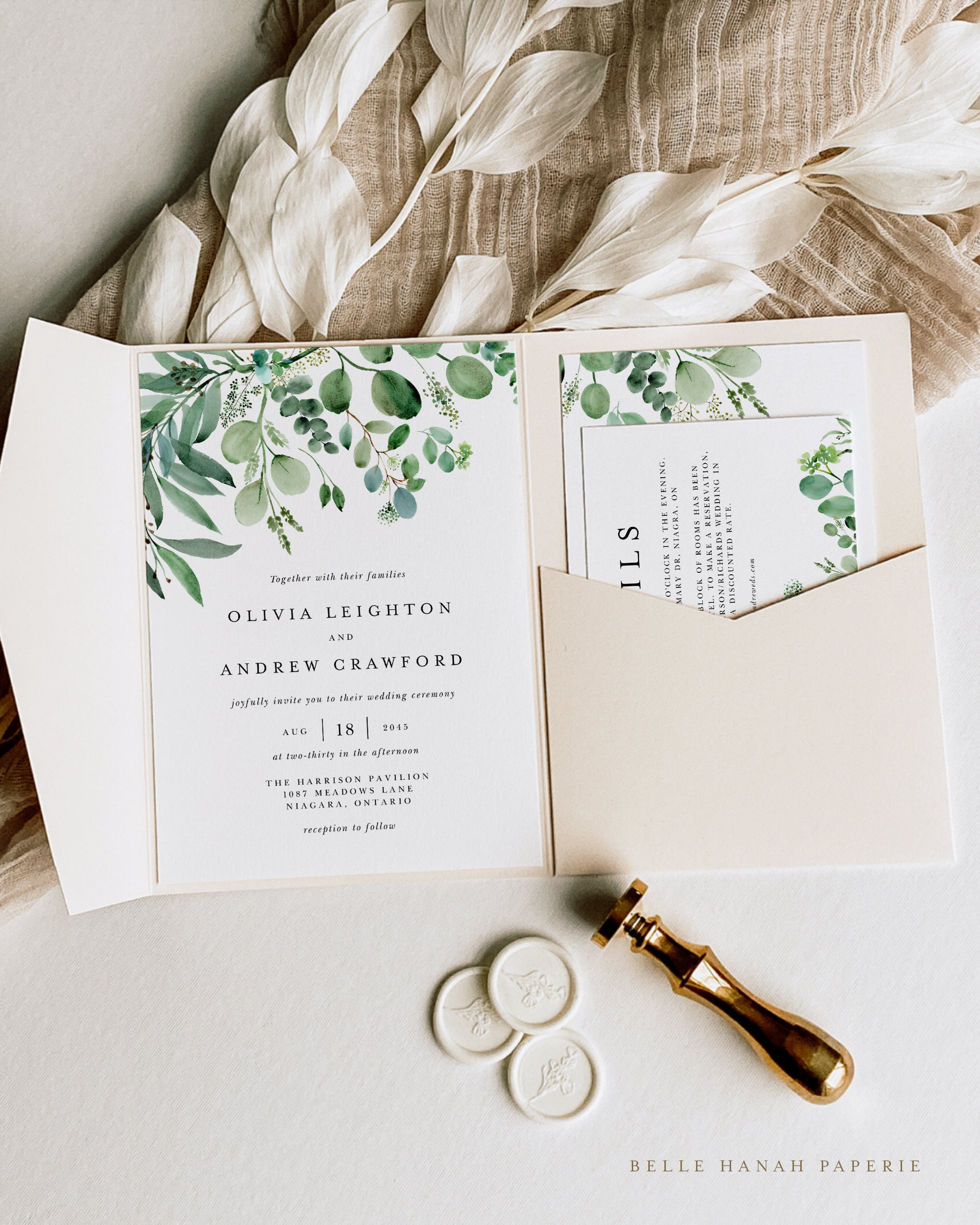 Printable Greenery Wedding Invitation Set Template DIY | Etsy