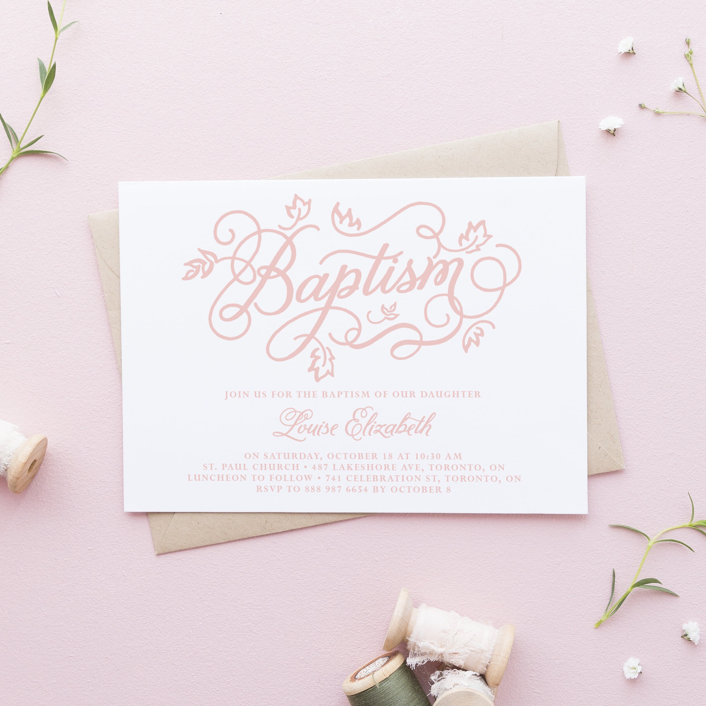 Printable Baptism Invitation Editable Calligraphy Baptism | Etsy