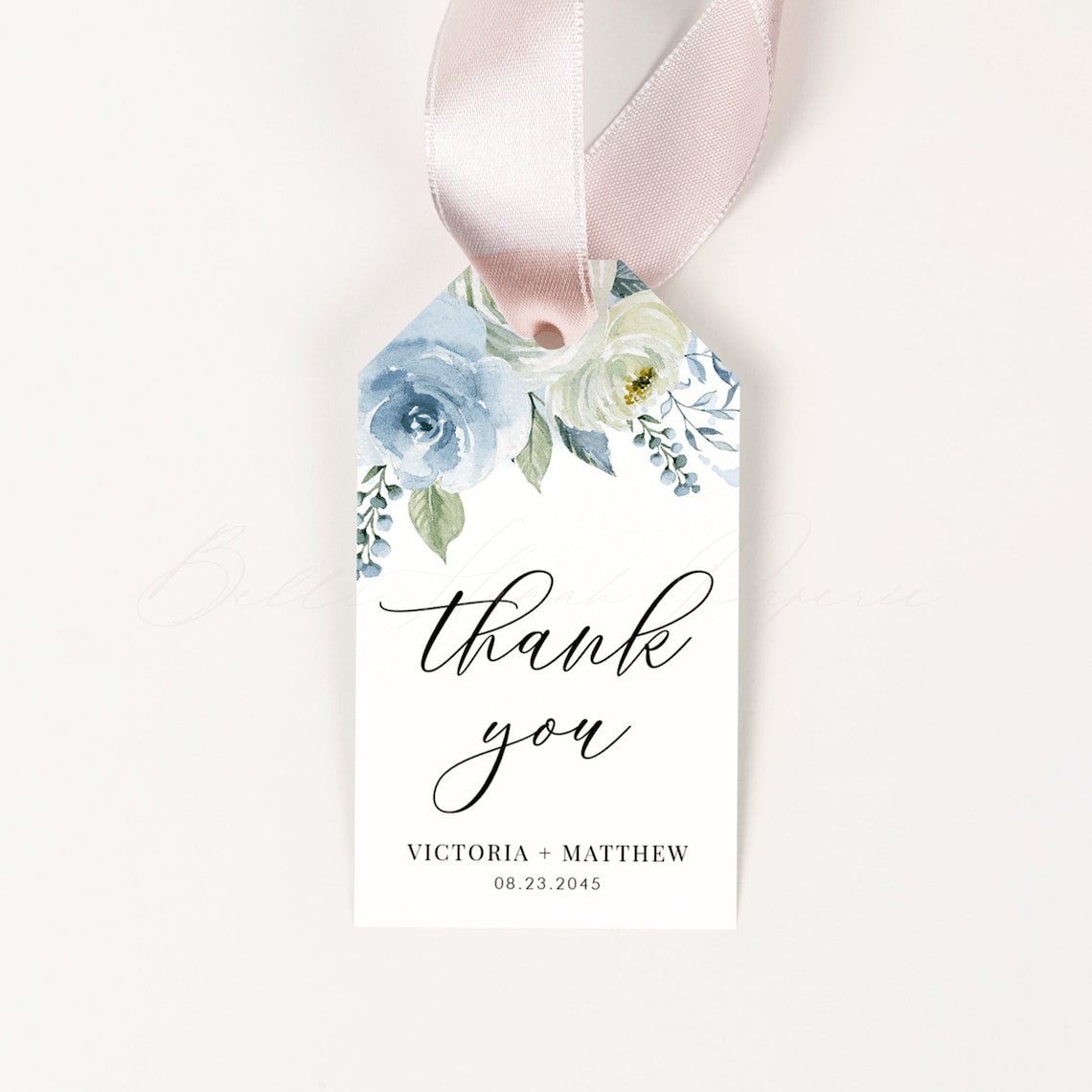Printable Blue Flowers Wedding Gift Tag Template DIY - Etsy