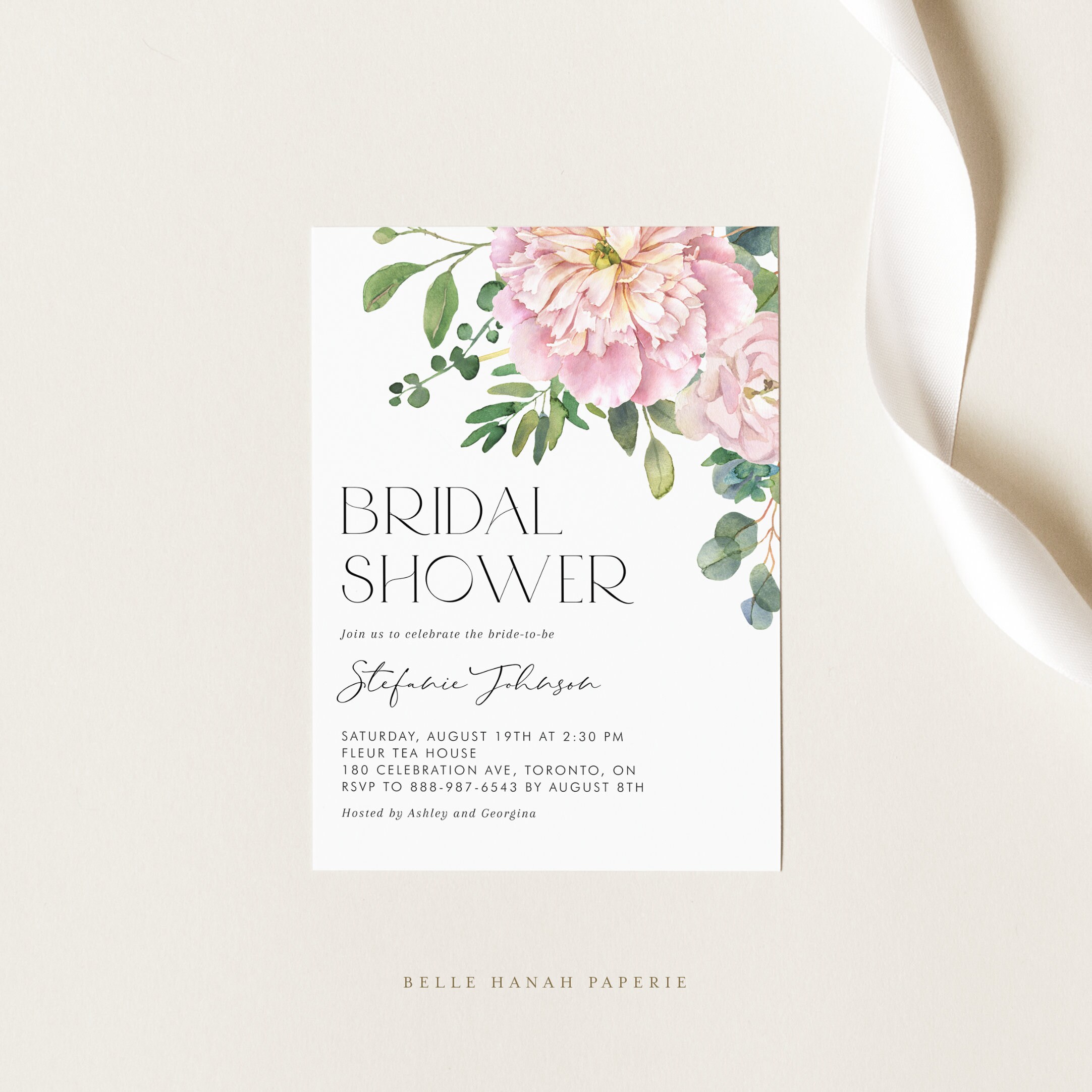 Printable Blush Floral Baby Shower Invitation Template - Etsy