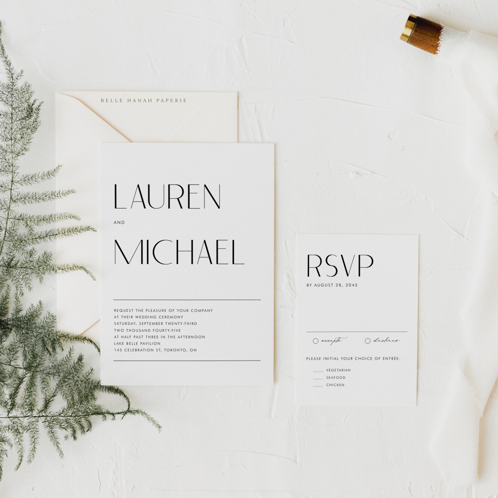 Printable Minimalist Wedding Invitation Set Templates - DIY Lauren ...